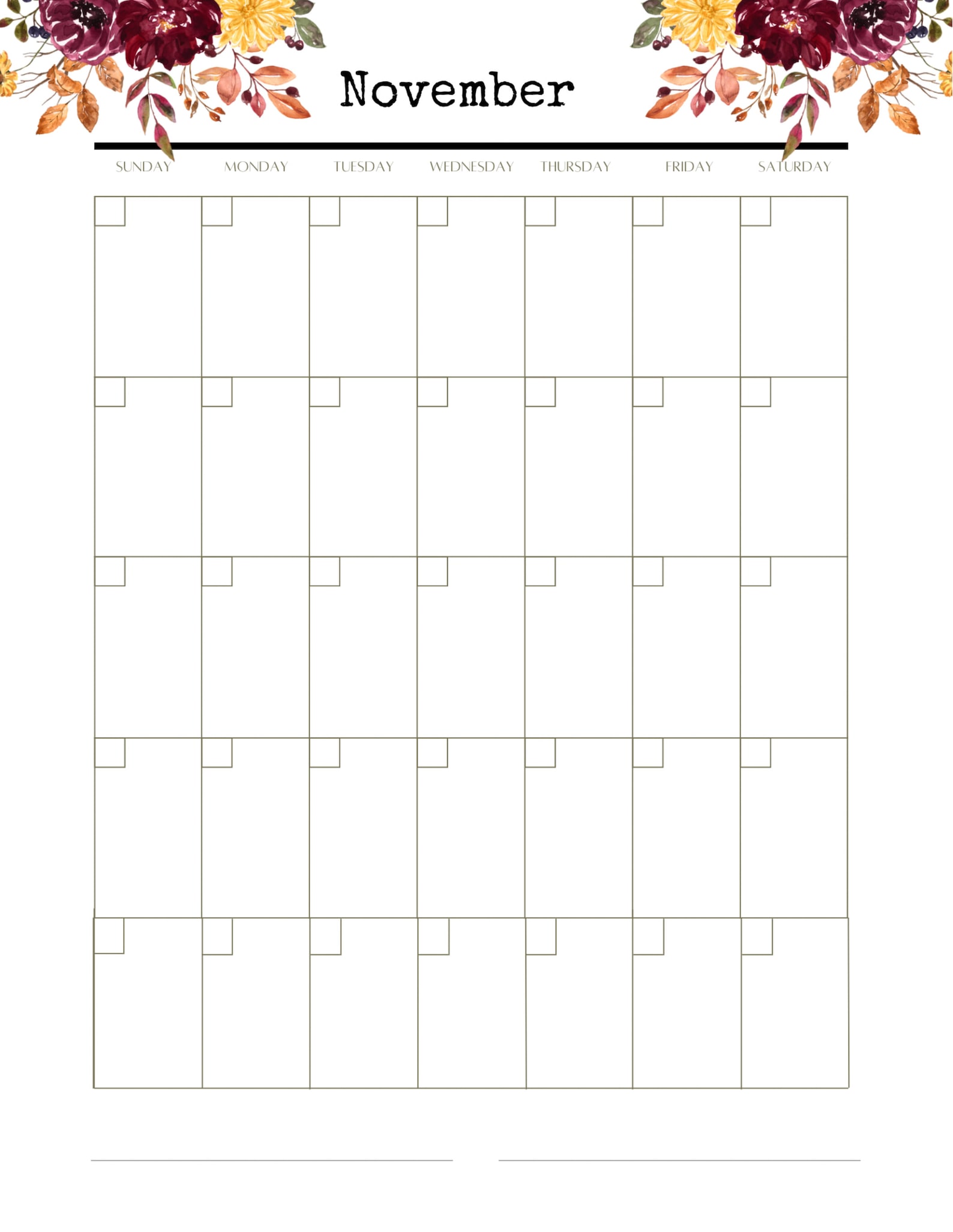 Monthly Calendar Printable Blank Fillable Calendars 12 Month Printable ...