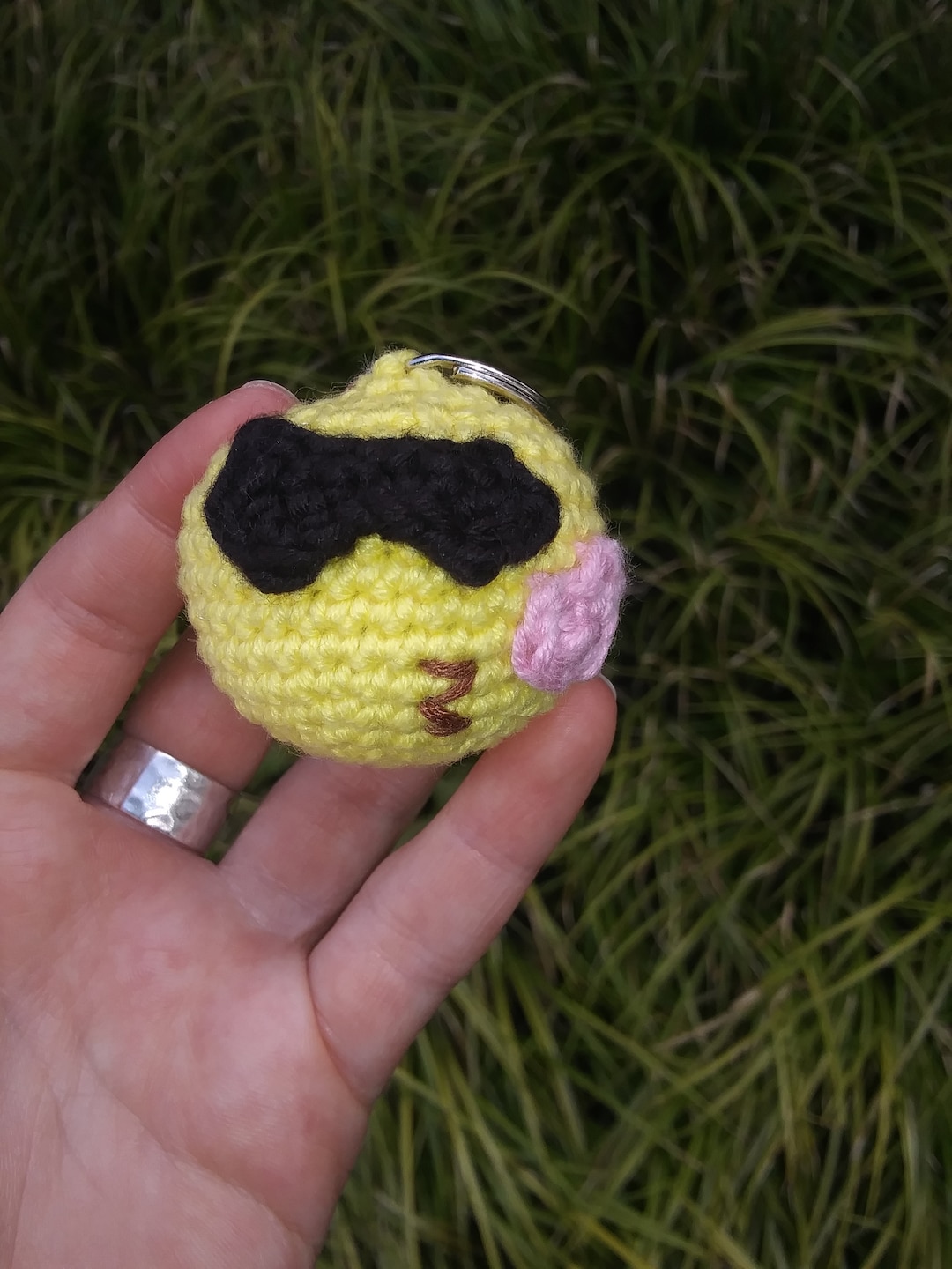 Crocheted Plush Emoji Keychain - Etsy