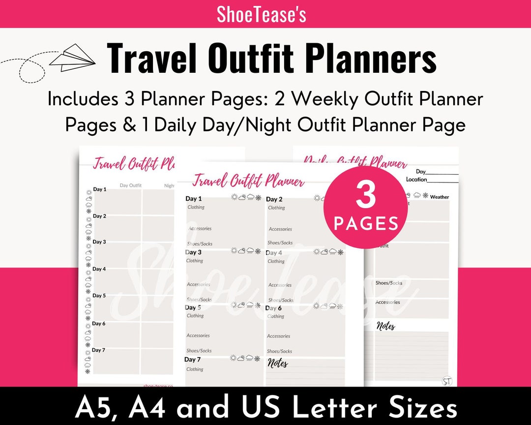 Travel Outfit Planner | Daily Outfit Planner | Weekly Outfit Planner ...