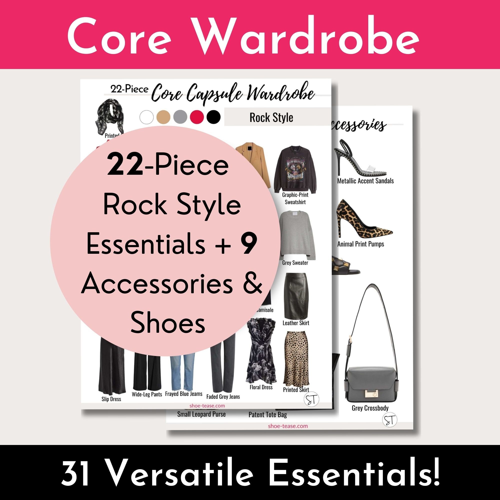 4 Season Edgy Rock Style Capsule Wardrobe Planner for Women | Core ...