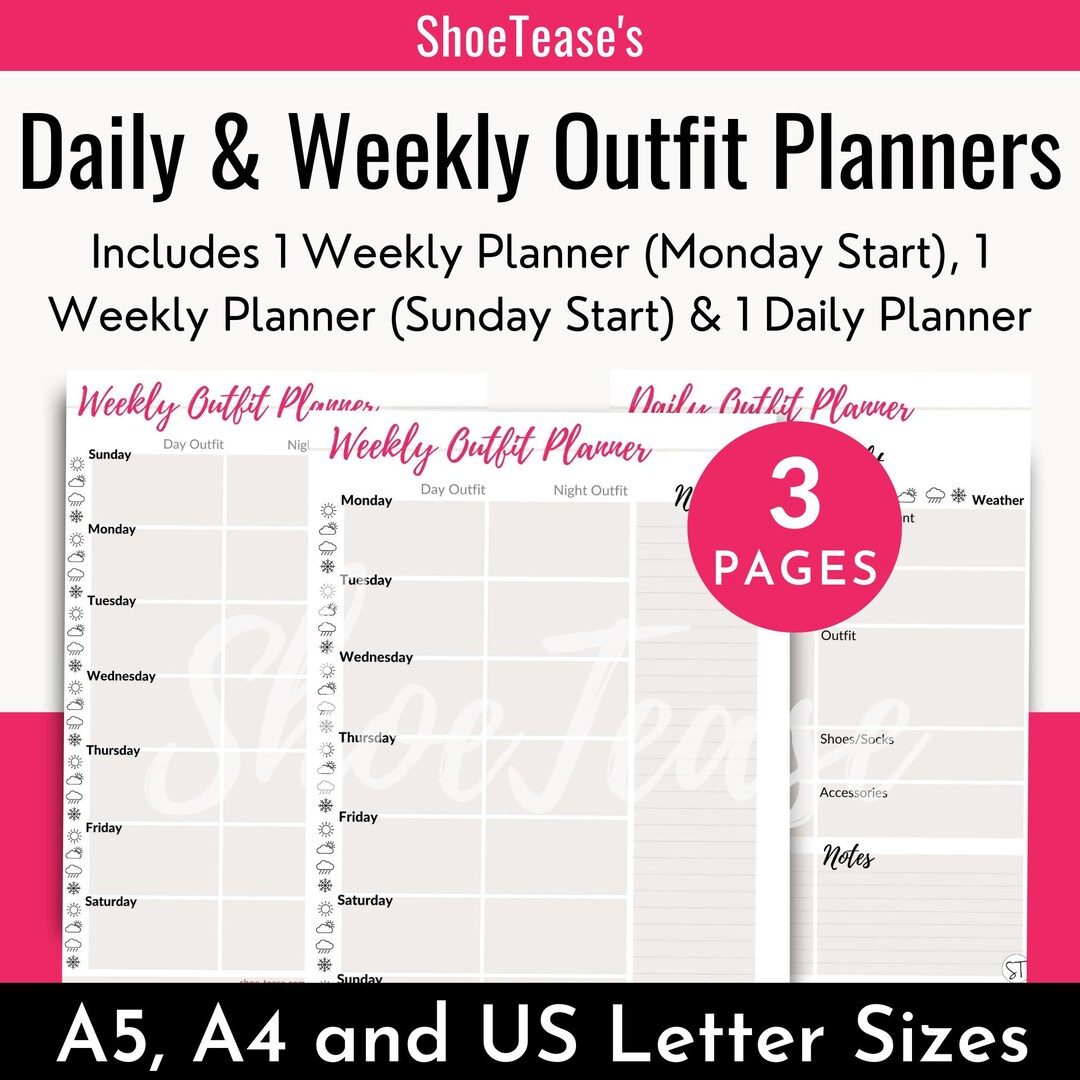 Daily Weekly Outfit Planner 1 Daily and 2 Weekly Outfit Planners ...