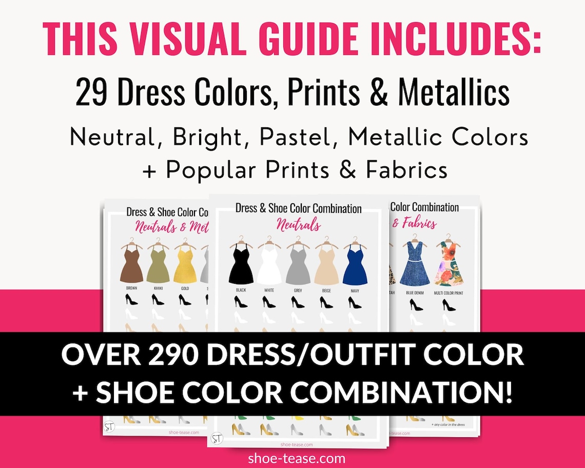 Dress and Shoe Color Pairing Guide | Cheatsheet to Match 29 Dress or ...