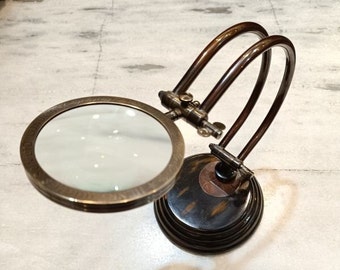 Vintage BRASS Magifying Glass on Stand,vintage Decor Magnifying Antique ...