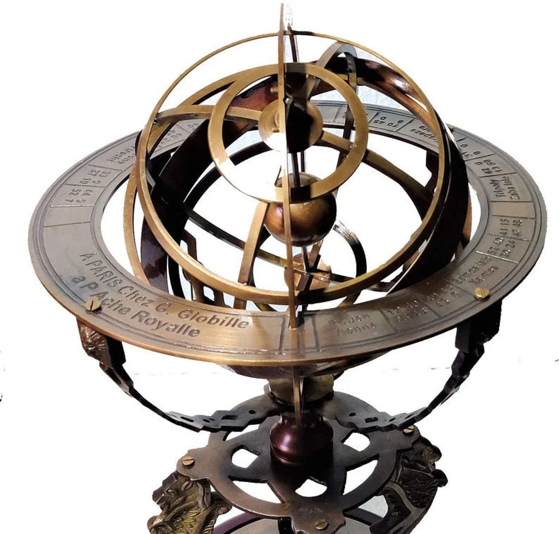 Antique Brass 18 Armillary Globe Sphere With Compass on Wooden Base ...