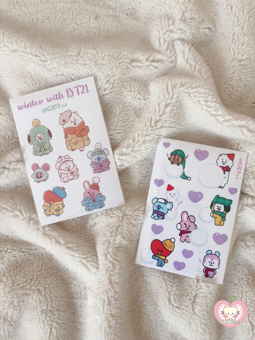BT21 Holiday Stickers: Kpop Winter Journaling, Kawaii Matte Vinyl - Etsy
