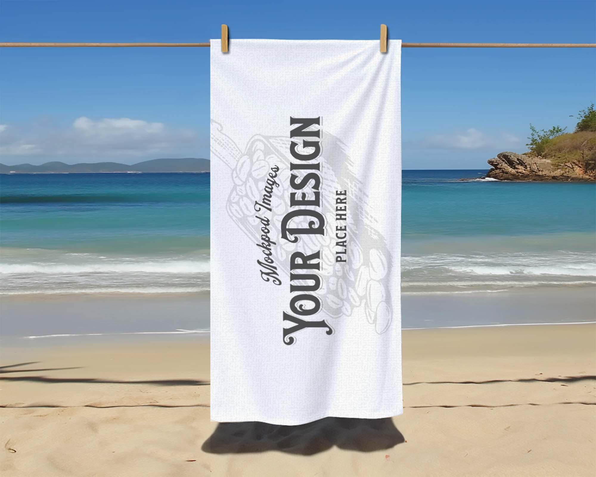 30x60 Beach Towel Mockup Template - Easy to Edit | Canva PNG Overlay ...