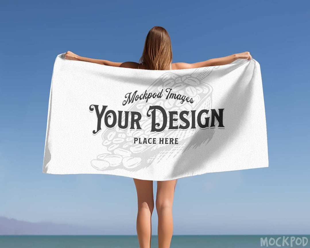 30x60 Beach Towel Mockup Template - Horizontal | Easy Canva Edit - PNG ...