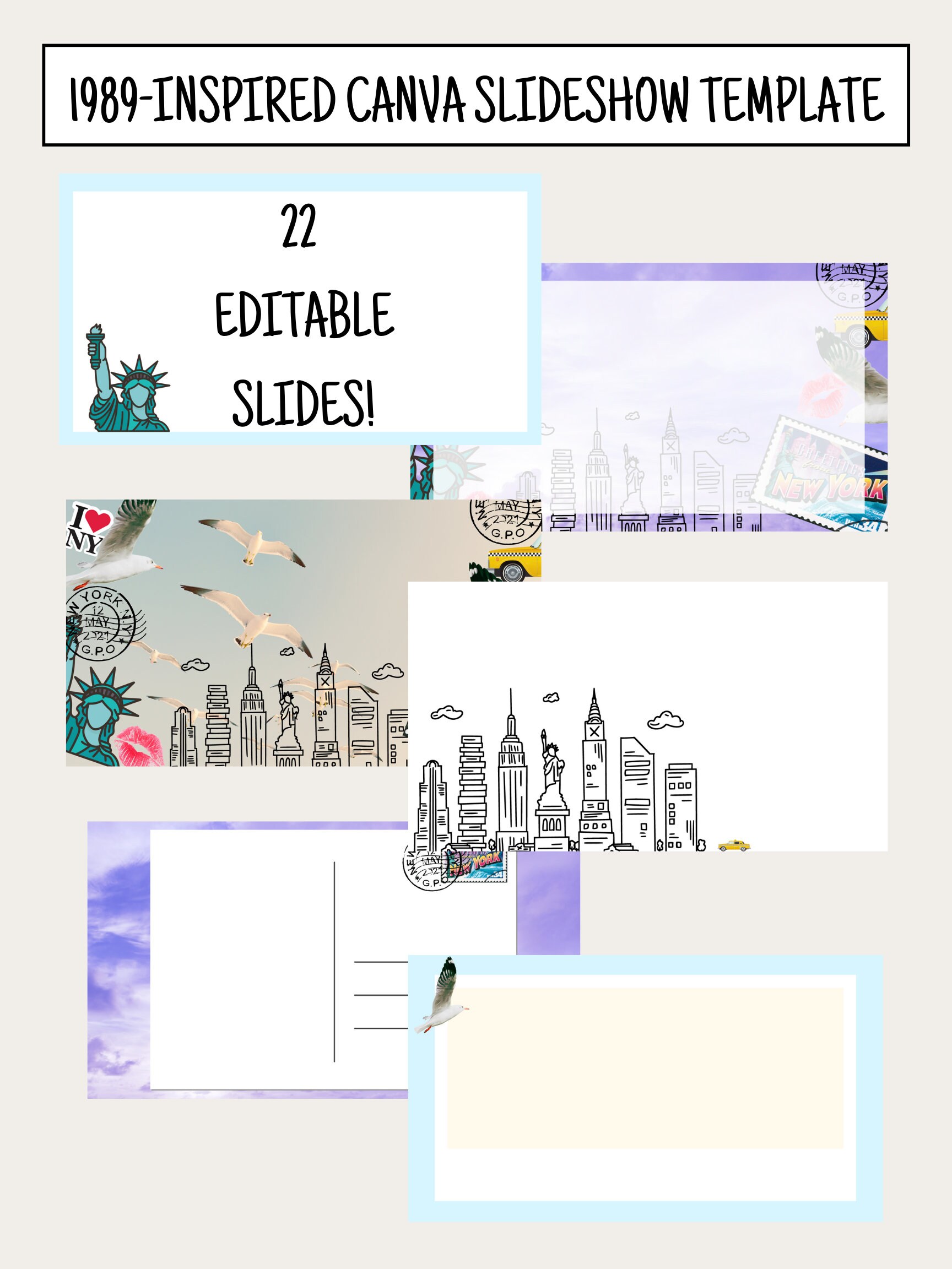 Taylor Swift 1989 Inspired Canva Slideshow Template - Etsy