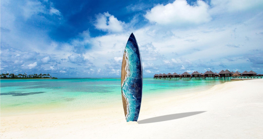 6' Ocean Surfboard With Waterfall Edge, Surfboard Wall Art - Etsy