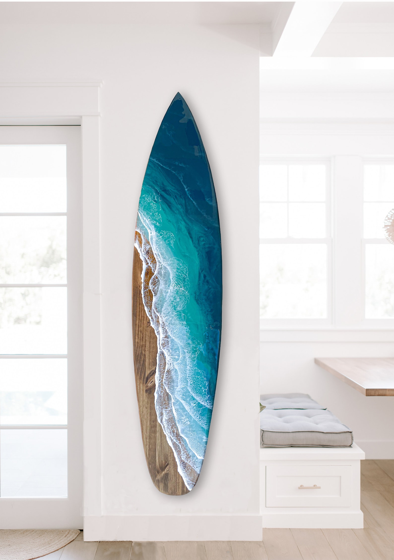 6' Ocean Surfboard With Aqua/green Waves - Etsy
