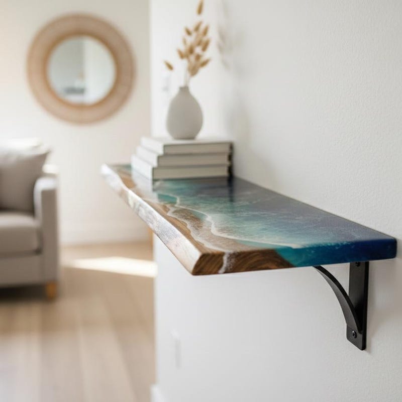 Resin Edge Floating Shelf - Etsy