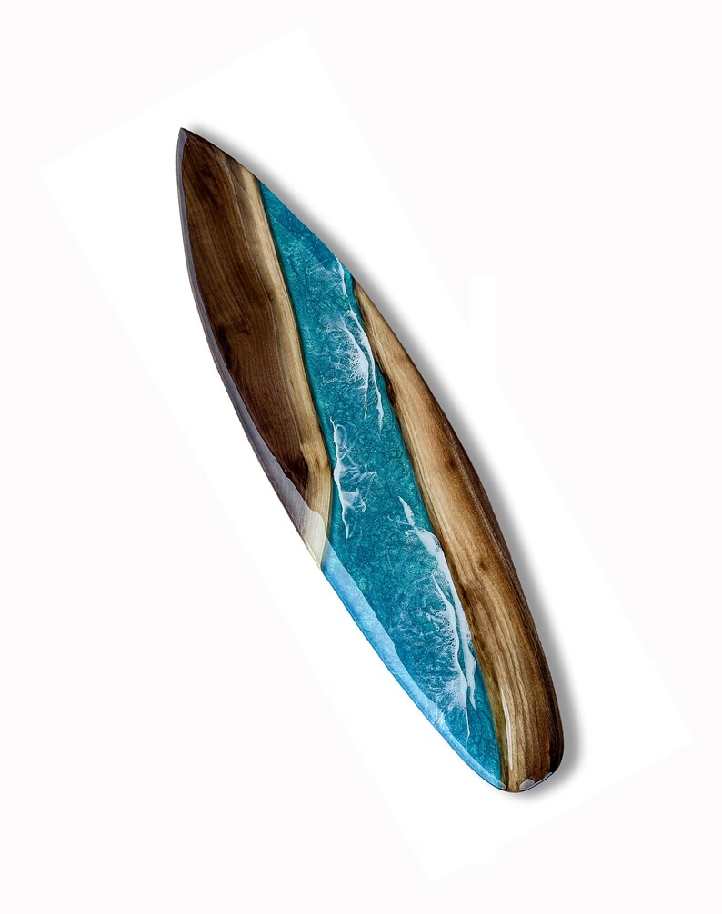 Handmade Black Walnut River Surfboard: Epoxy Resin Wall Art - Etsy