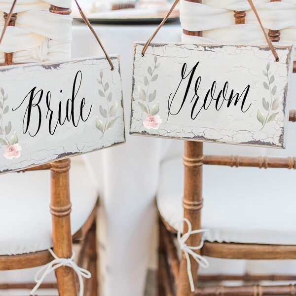 Bride and Groom Chair Sign - Etsy