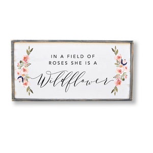 In a Field of Roses, She is a Wildflower, Framed Wood Sign - Etsy