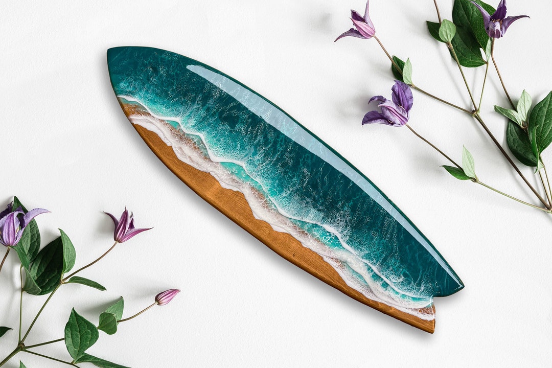 Resin Surfboard With Blue or Aqua Waves - Etsy