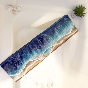 Live Edge Bath Board With Ocean Waves, Black Walnut Wood - Etsy