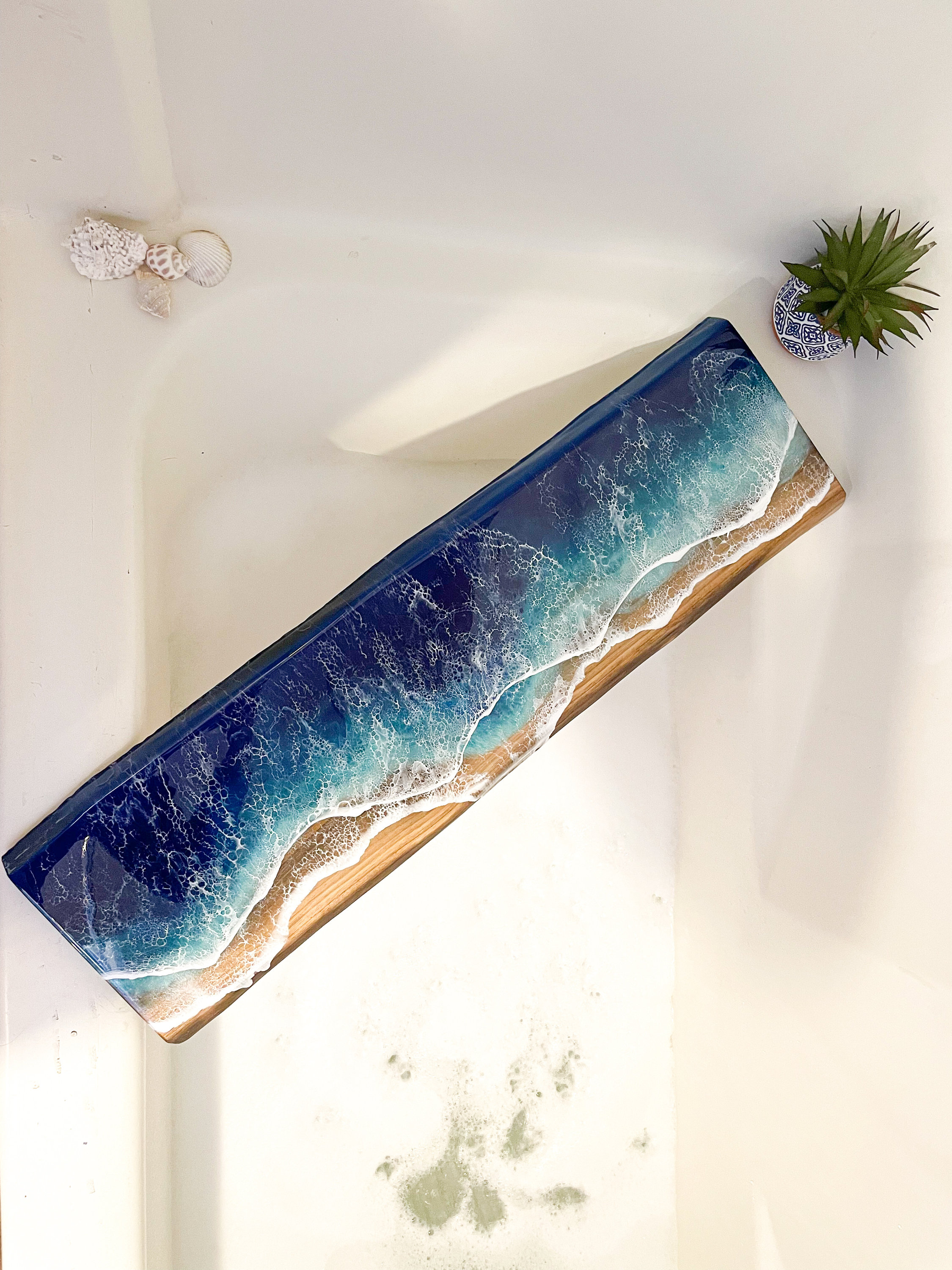 Live Edge Bath Board With Ocean Waves, Black Walnut Wood - Etsy