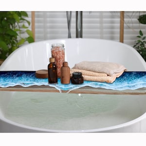 Live Edge Bath Board With Ocean Waves, Black Walnut Wood - Etsy