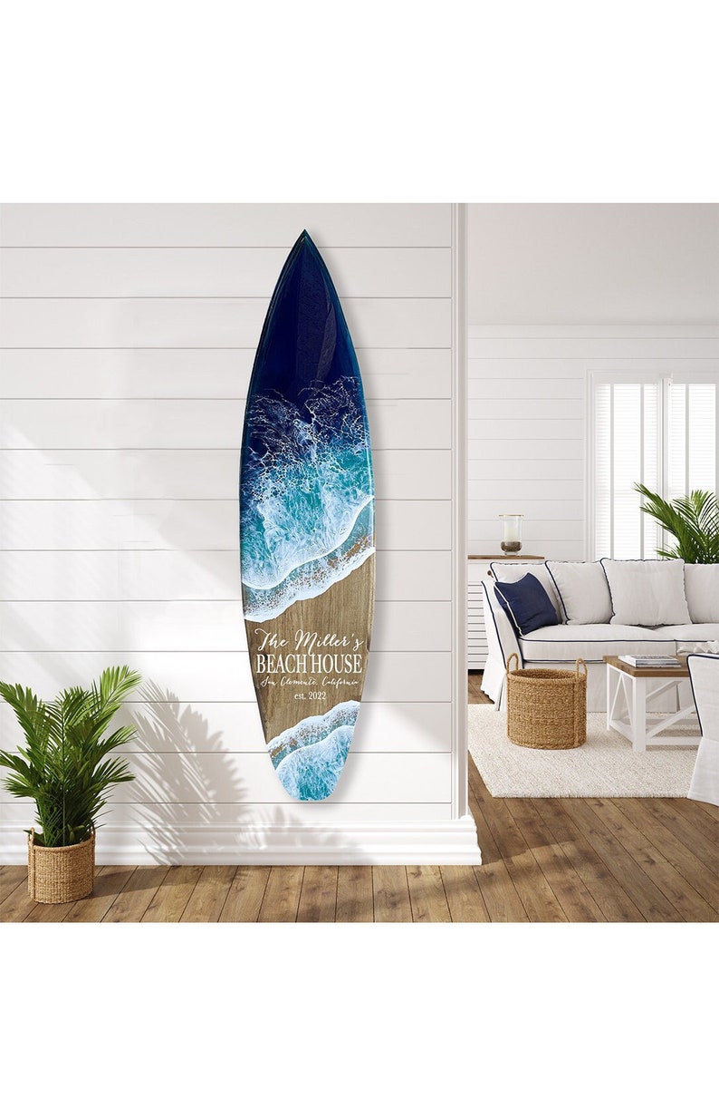 Resin Wave Surfboard, Custom Beach House Surfboard With Epoxy Resin ...