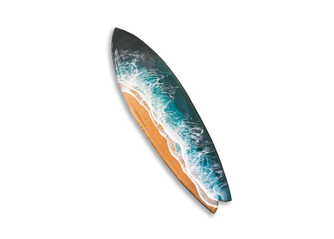 Resin Surfboard With Aqua/green Waves - Etsy