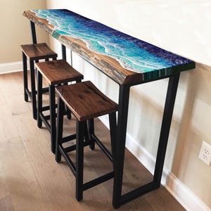 Resin Wave Console Table, Live Edge Ocean Bar Top Table - Etsy