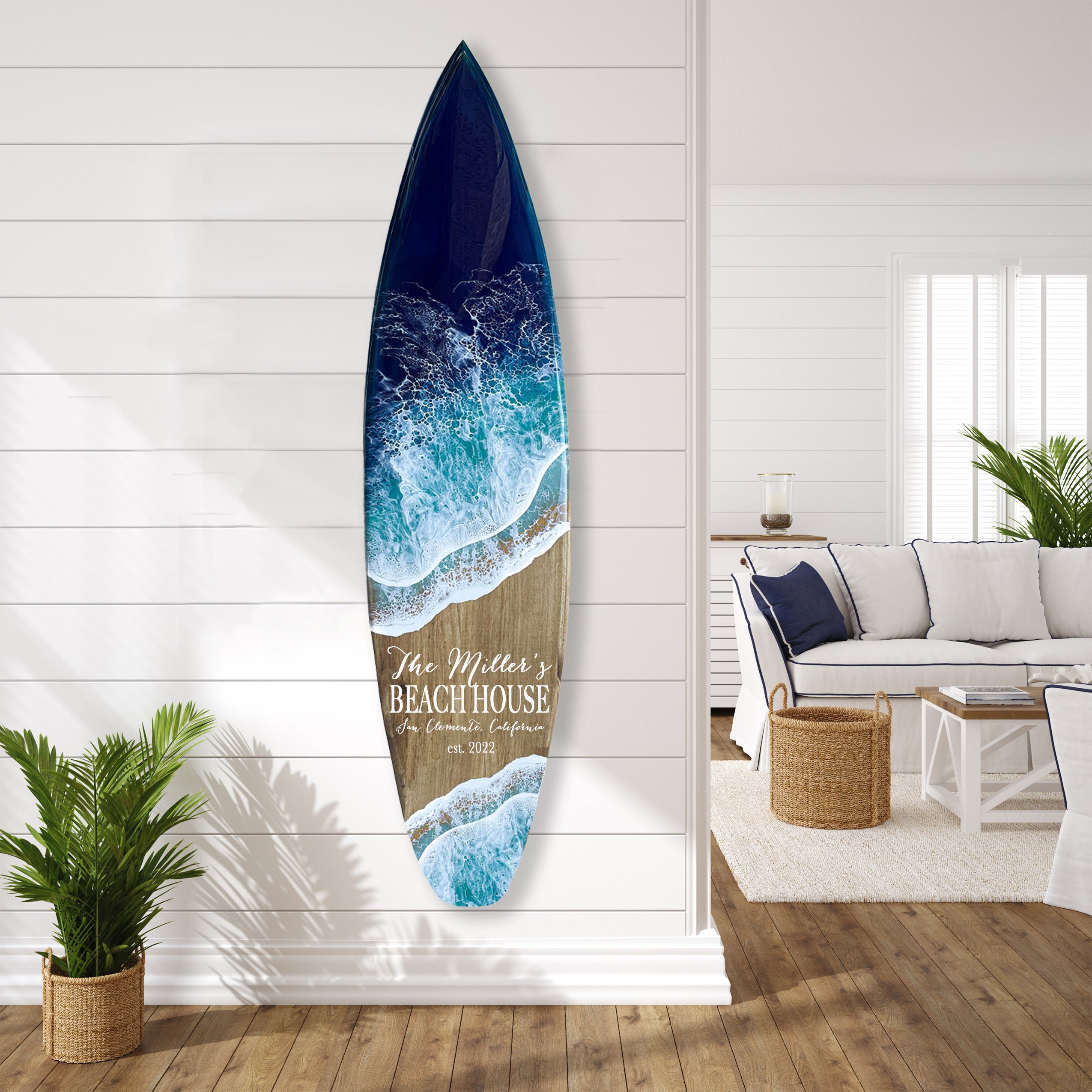 Resin Wave Surfboard, Custom Beach House Surfboard With Epoxy Resin ...