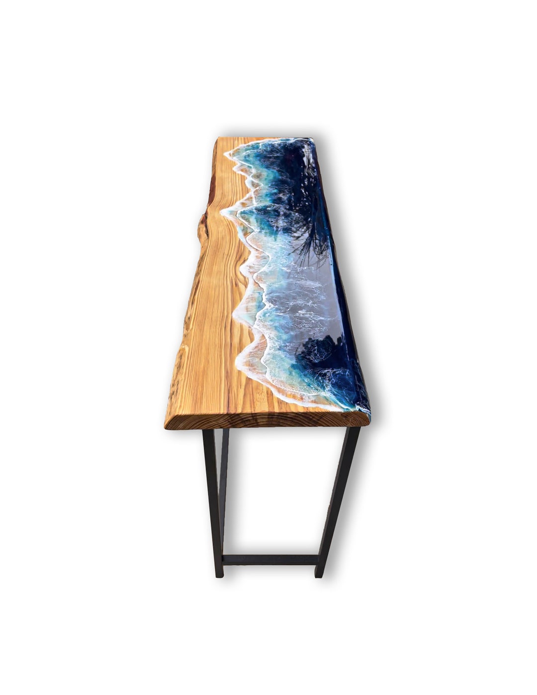 Resin Table, Live Edge Wood Ocean Table, Epoxy Resin Wave Table - Etsy