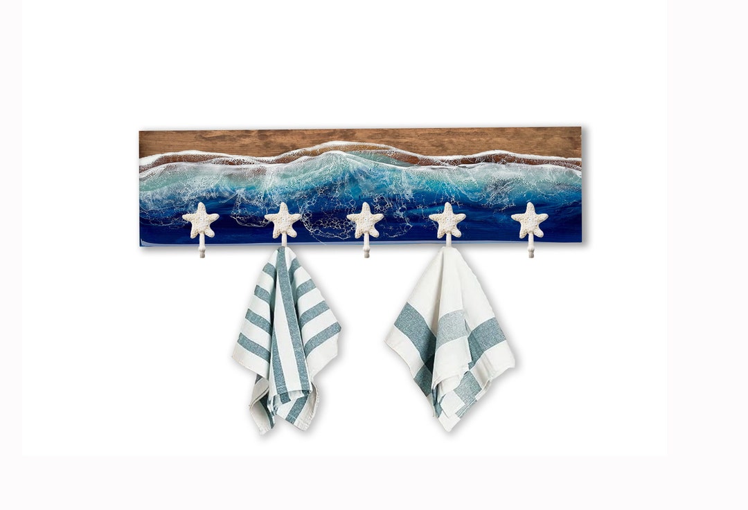 Resin Wave Towel Holder With Starfish Hooks - Etsy