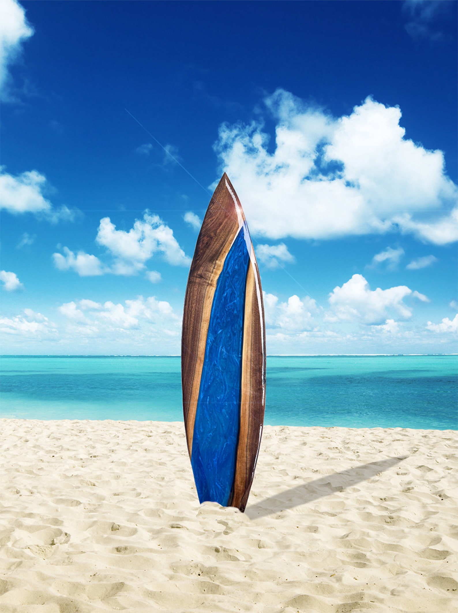 River Surfboard, Live Edge Black Walnut Wood, Epoxy Resin River ...