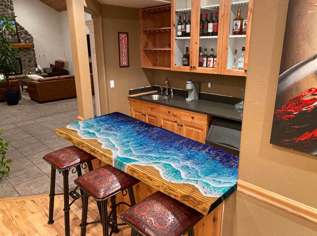 Resin Wave Live Edge Bar Top: Ocean Counter Top - Etsy