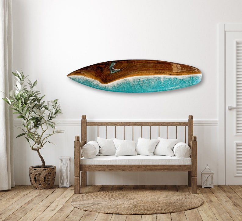 River Surfboard, Live Edge Black Walnut Wood, Epoxy Resin Surfboard - Etsy
