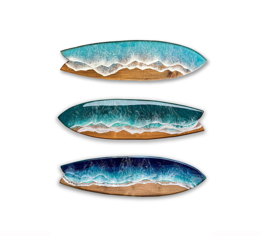 Resin Surfboard With Blue or Aqua Waves - Etsy