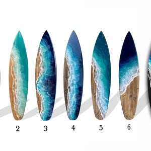 6' Resin Surfboard With Blue Waves, Outdoor Shower Surfboard - Etsy