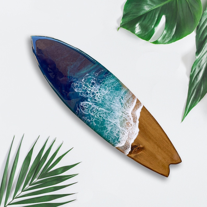 Resin Surfboard With Blue or Aqua Waves - Etsy
