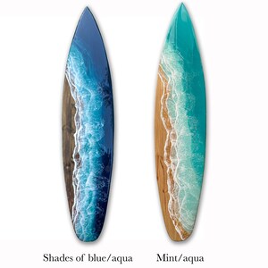 Surfboard Table With Epoxy Resin Waves, Resin Wave Coffee Table - Etsy