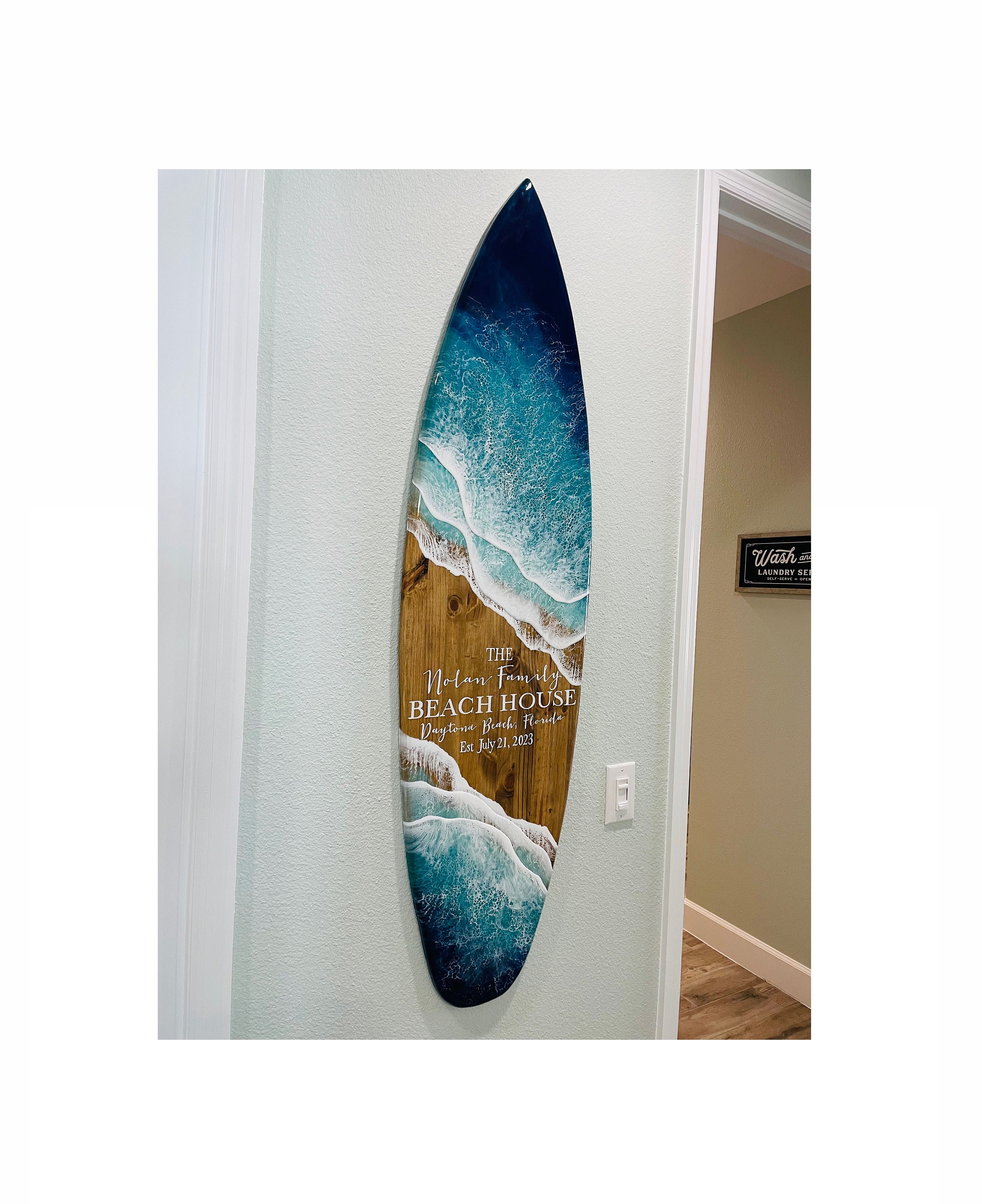 Resin Wave Surfboard, Custom Beach House Surfboard With Epoxy Resin ...
