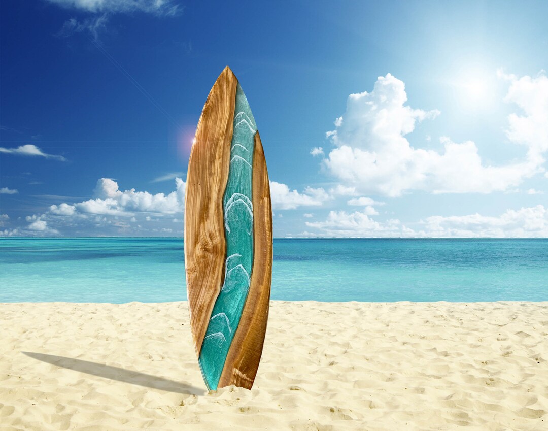 Resin River Surfboard, Live Edge, Olive Wood - Etsy
