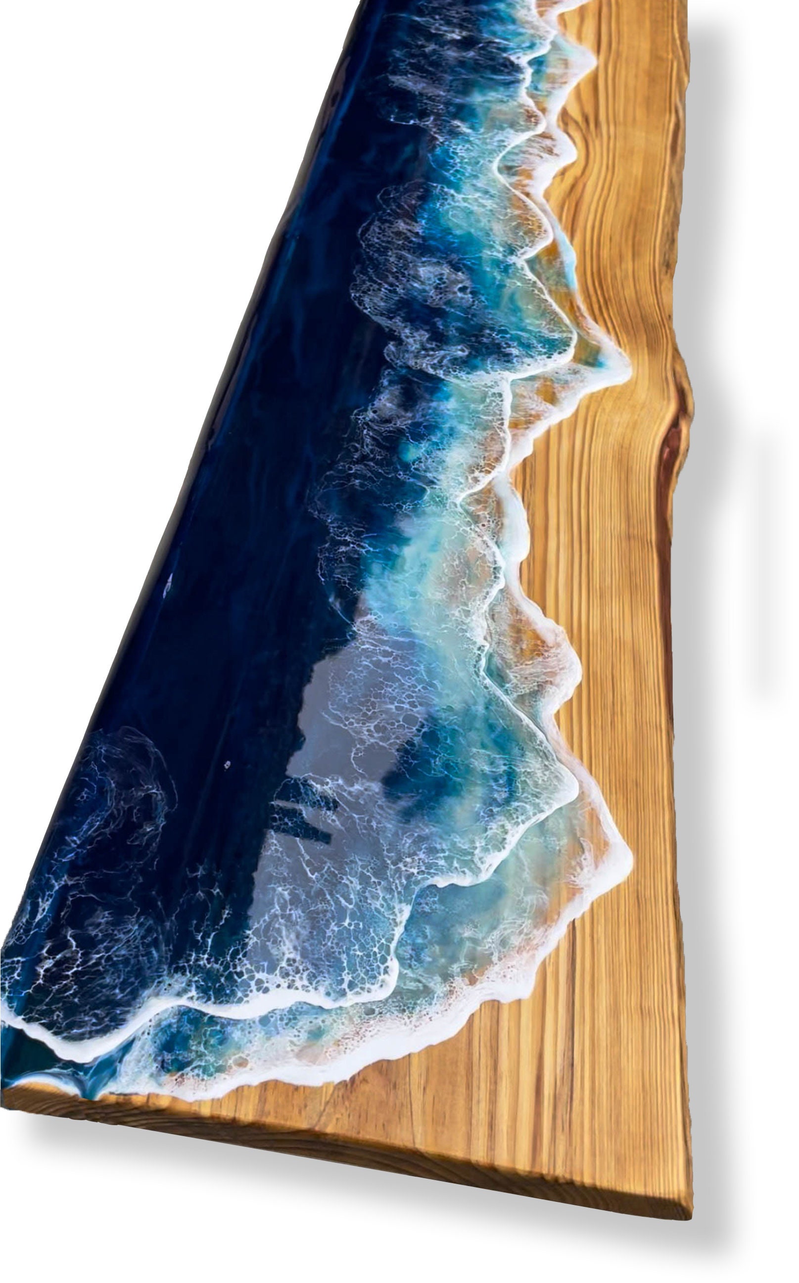 Resin Table, Live Edge Wood Ocean Table, Epoxy Resin Wave Table - Etsy
