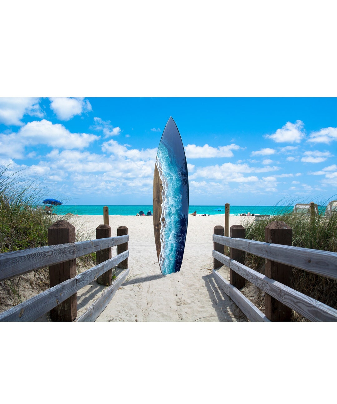 6' Ocean Surfboard With Blue Waves, Surfboard Wall Art - Etsy