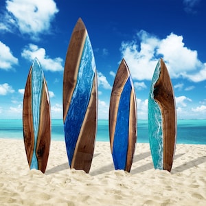 River Surfboard, Live Edge Black Walnut Wood, Epoxy Resin River ...