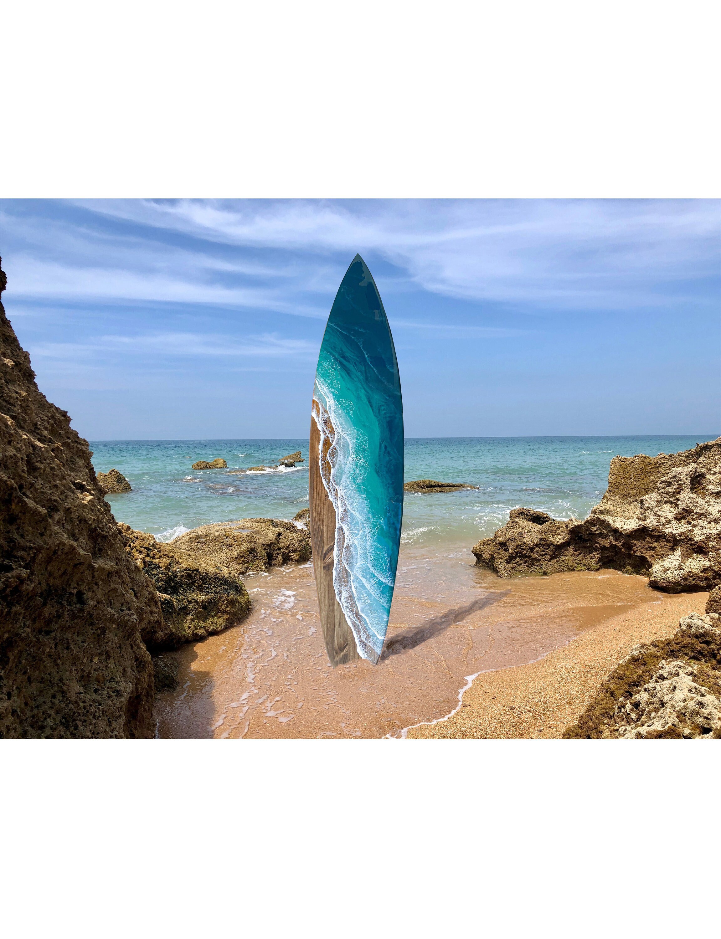 6' Ocean Surfboard With Aqua/green Waves - Etsy