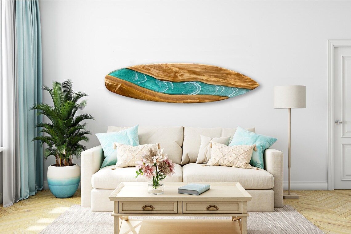 Resin River Surfboard, Live Edge, Olive Wood - Etsy