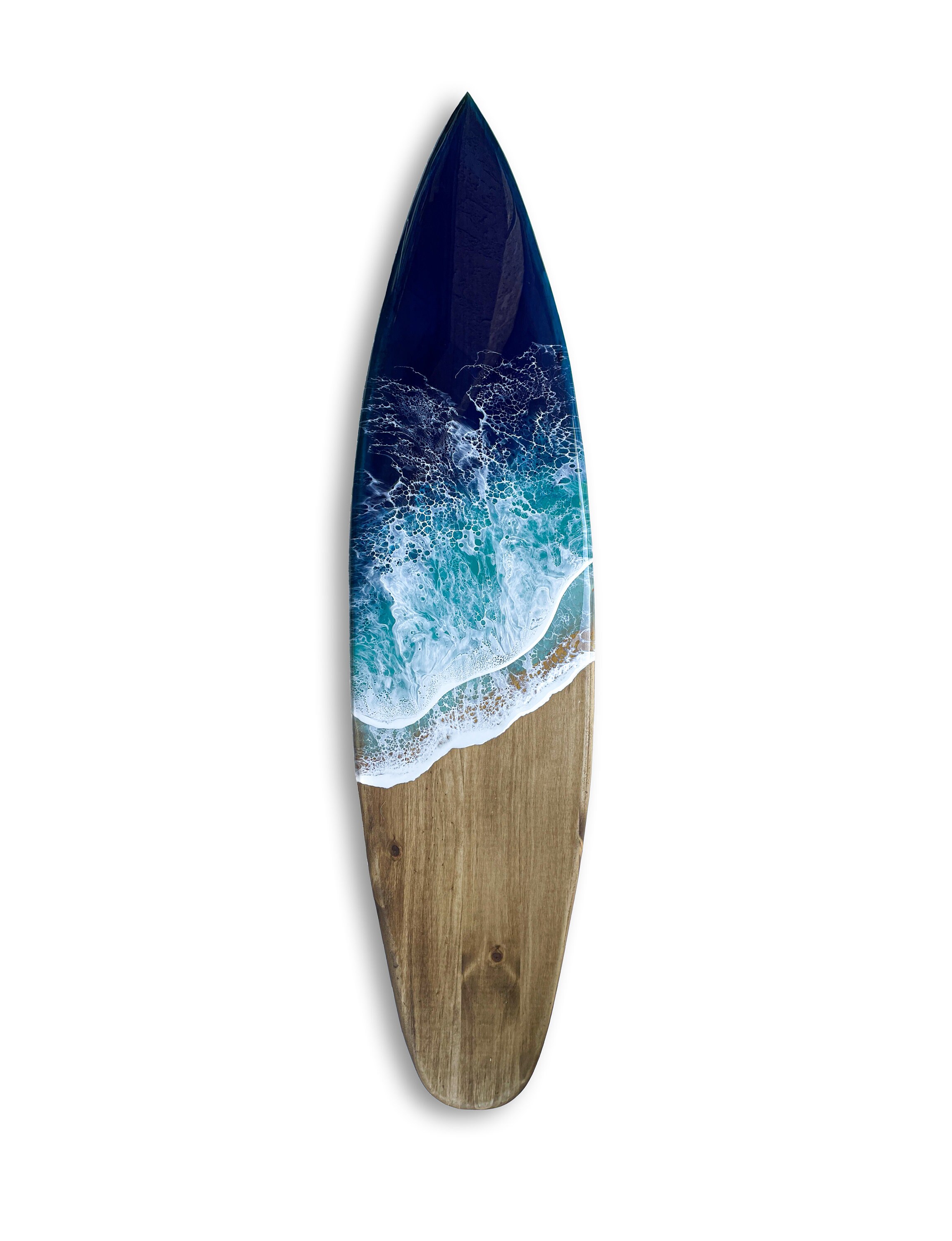Resin Wave Pine Wood Surfboard: Blue Aqua Ocean Art - Etsy