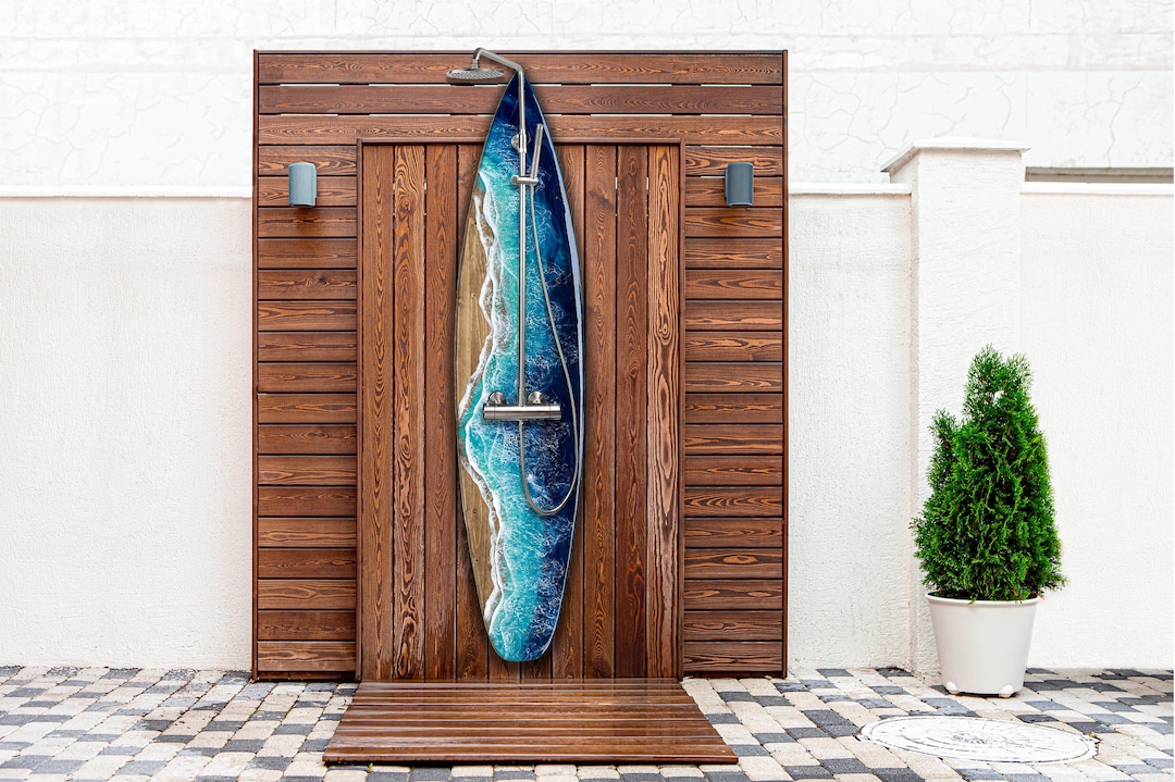 Resin Wave Surfboard, Outdoor Shower Surfboard - Etsy