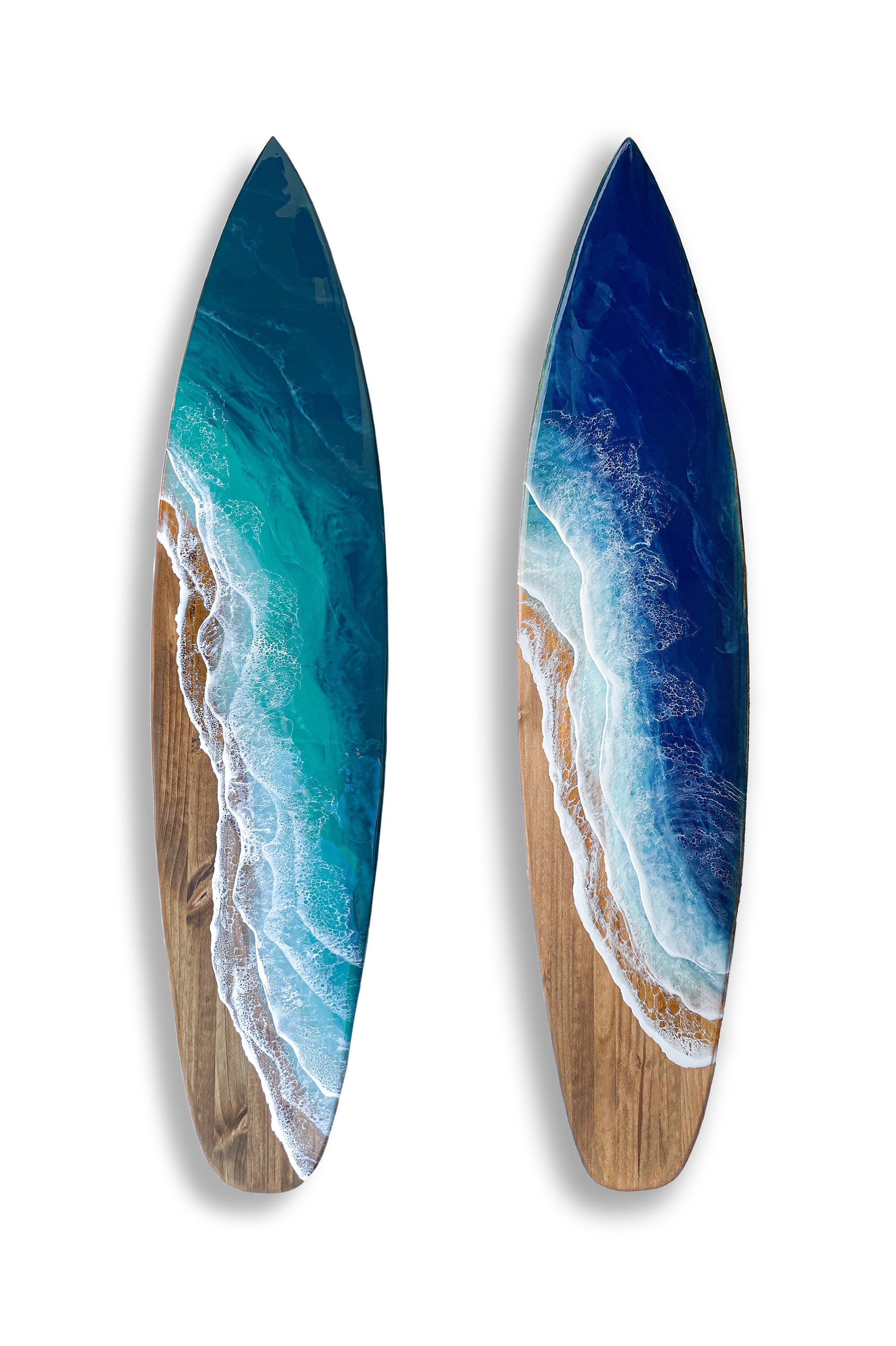 6' Ocean Surfboard With Blue or Aqua Waves, Resin Wave Surfboard - Etsy