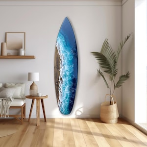 6' Ocean Surfboard With Resin Waves, Surfboard Wall Art - Etsy