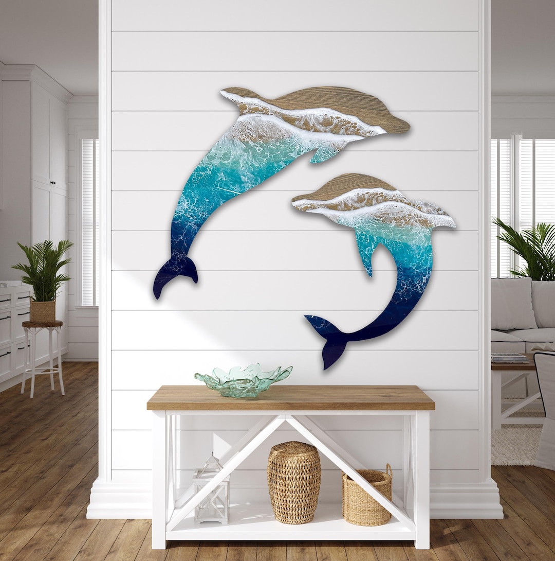 Dolphin Wall Art With Epoxy Resin Waves - Etsy