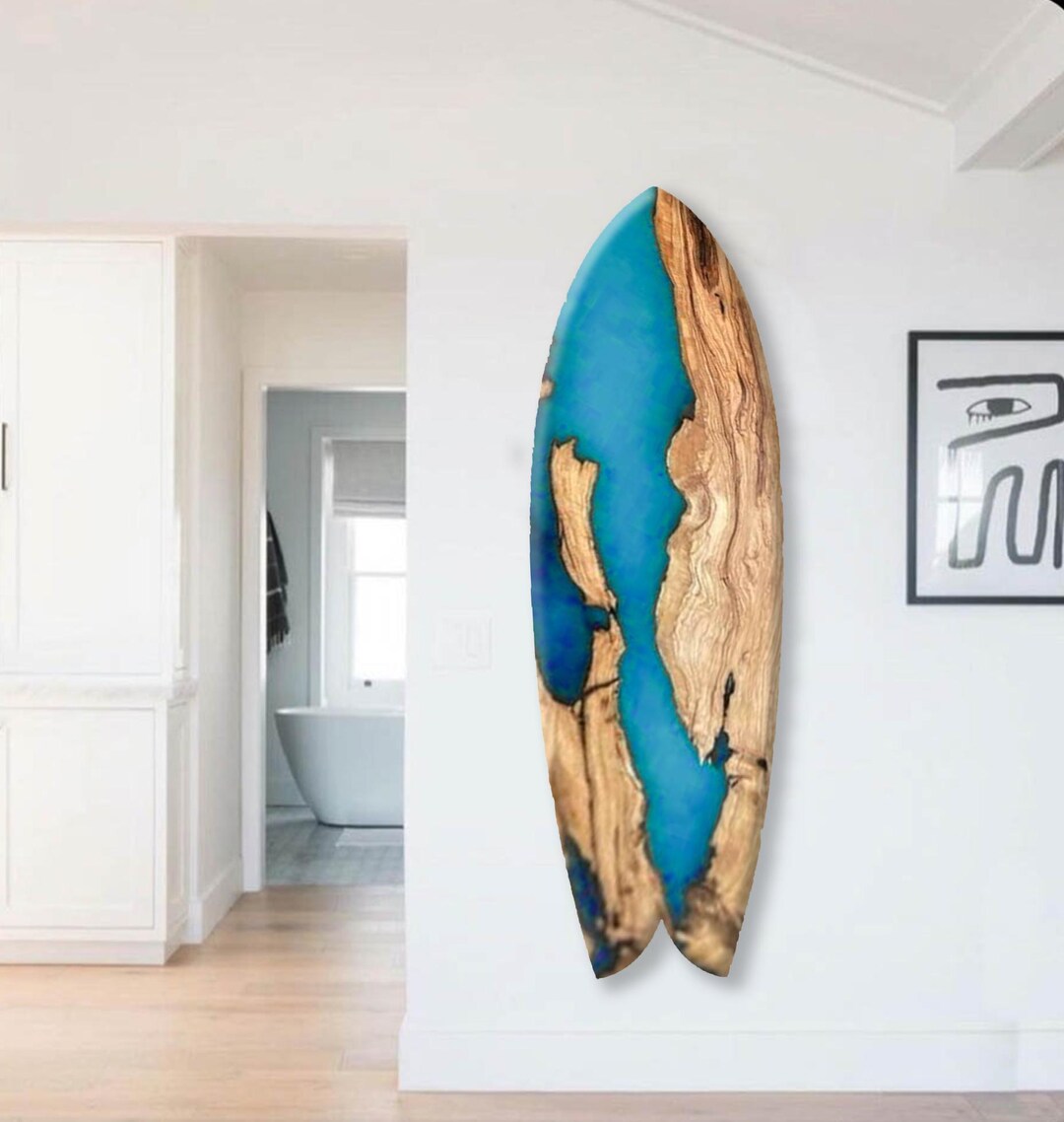 Olive Wood River Surfboard, 6' Epoxy Resin Surf Art - Etsy