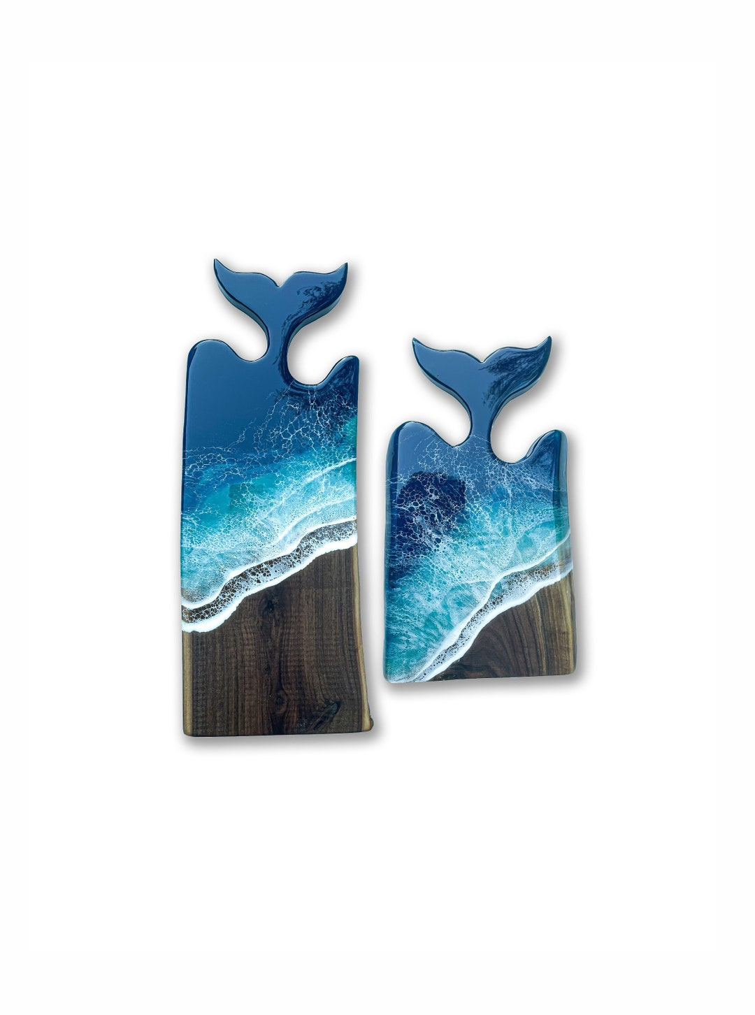 Resin Wave Whale Tail Cutting Board, Live Edge, Black Walnut Wood ...