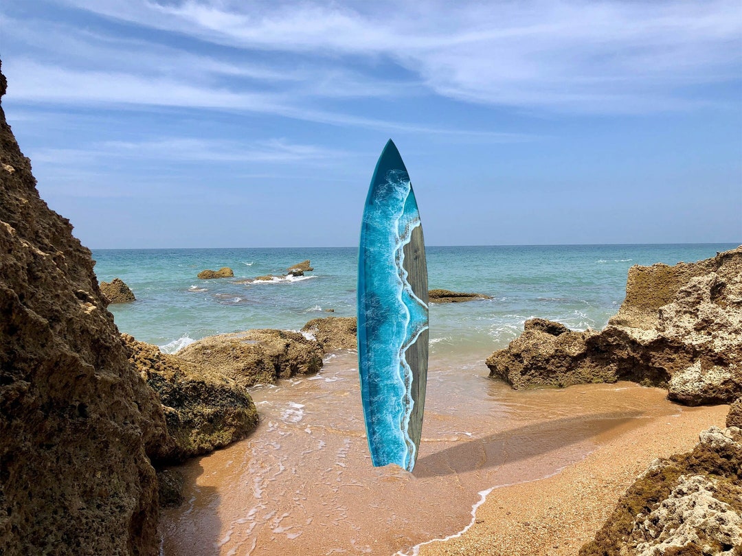 6' Ocean Surfboard With Aqua/green Waves and a Waterfall Edge - Etsy
